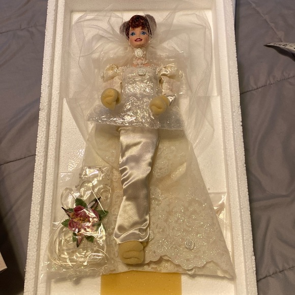 Mattel | Other | Romantic Rose Bride Barbie Porcelain Barbie With Stand ...